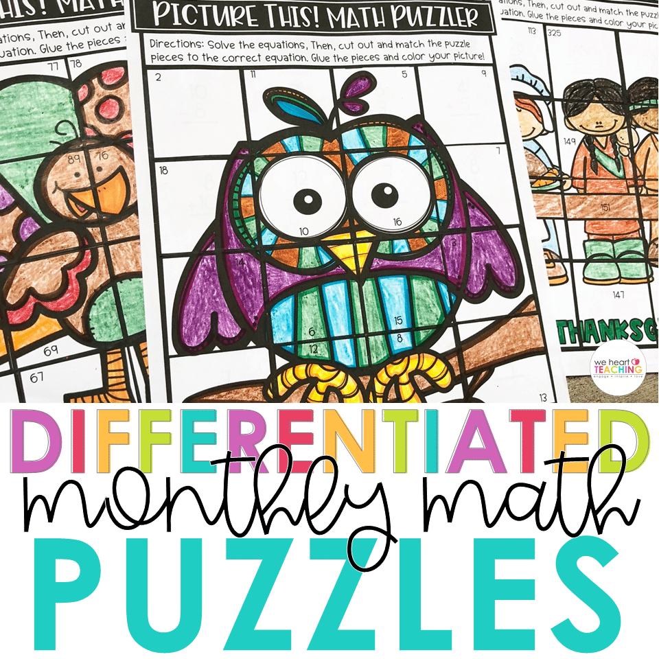 MONTHLY MATH PUZZLES - We Heart Teaching